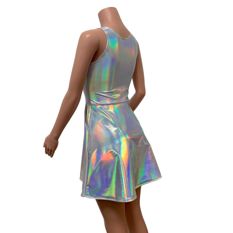Opal Holographic A-line Mini Dress W/pockets | Holo Rave Dress ...