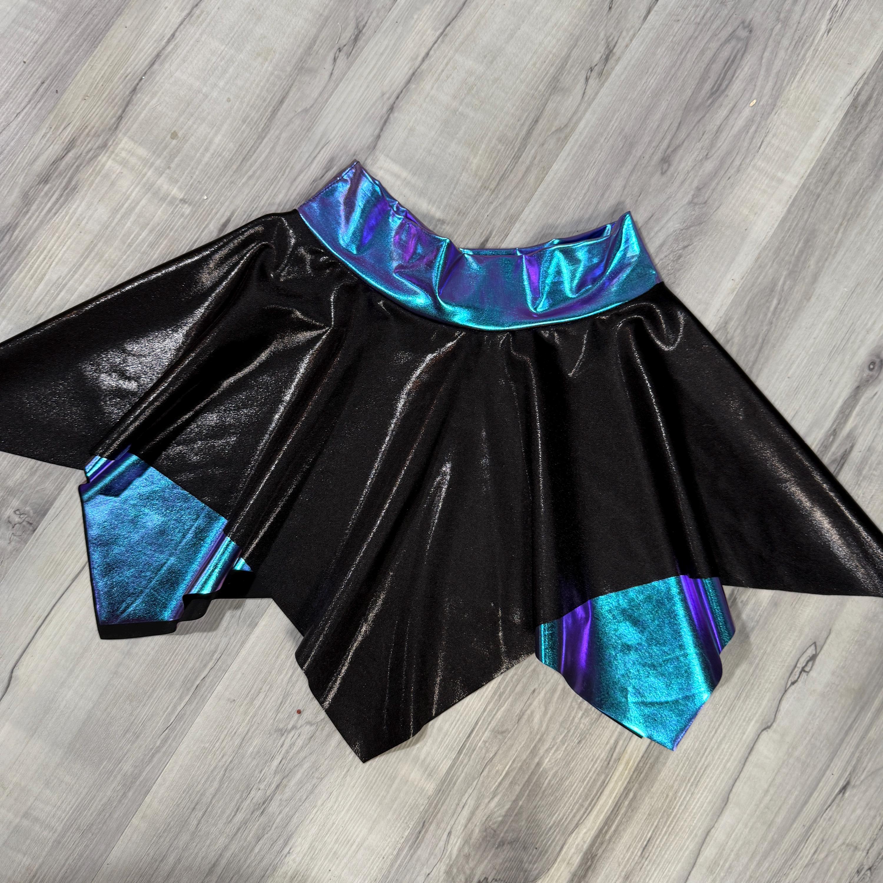 Pixie Skirt for Fairy Costume in Black Mystique & Oil Slick Holographic ...