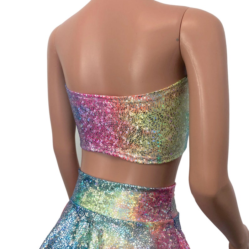 Holographic Tube Top Bandeau *rainbow Avatar* Rave Top, Festival Outfit ...