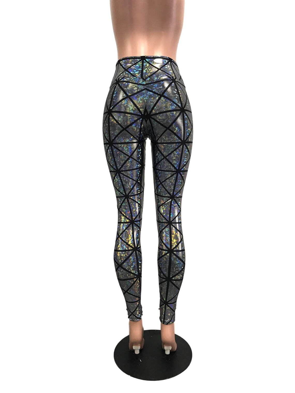 Silver Window Pane Shattered Glass Holographic Leggings Pants | Etsy