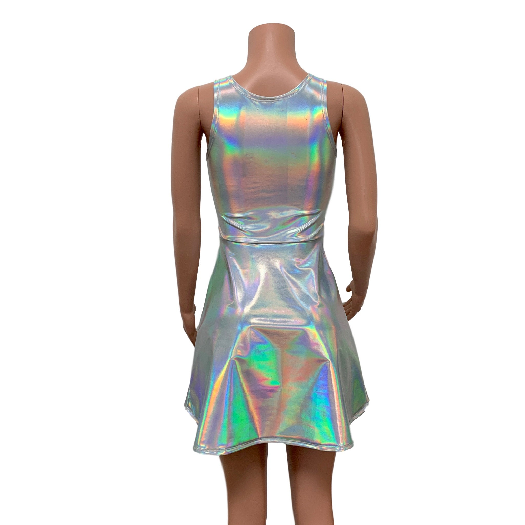 Opal Holographic A-line Mini Dress W/pockets Holo Rave | Etsy
