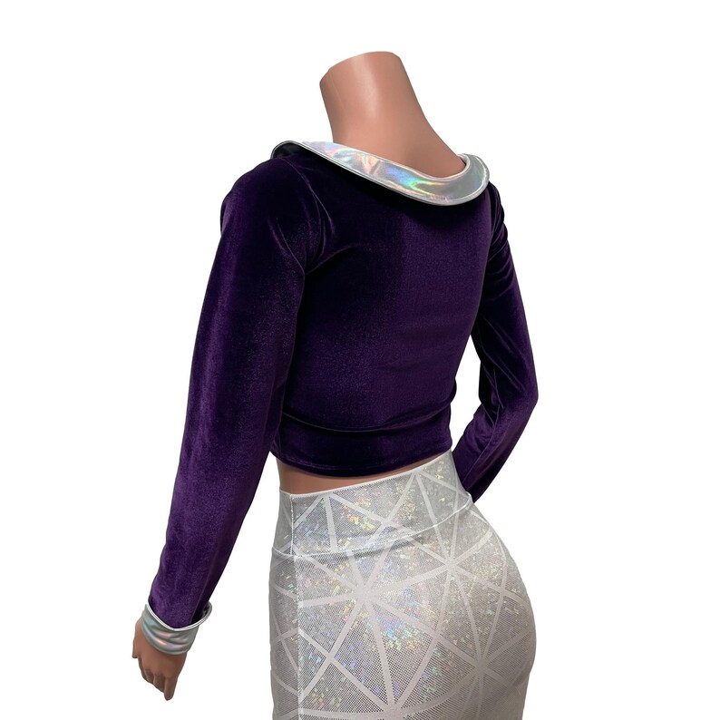 Purple Velvet Collared Crop Top - Bodycon Clubwear, Rave Wear, Boho - Etsy