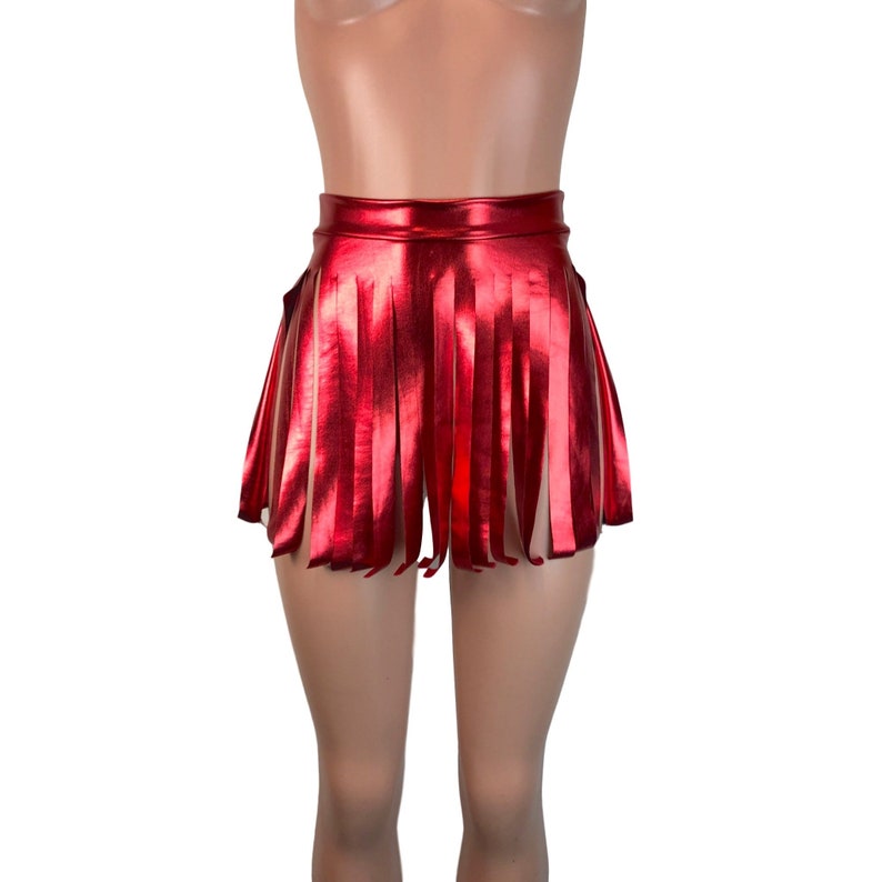 Red Metallic Fringe Skirt Rave Clothing Performance - Etsy