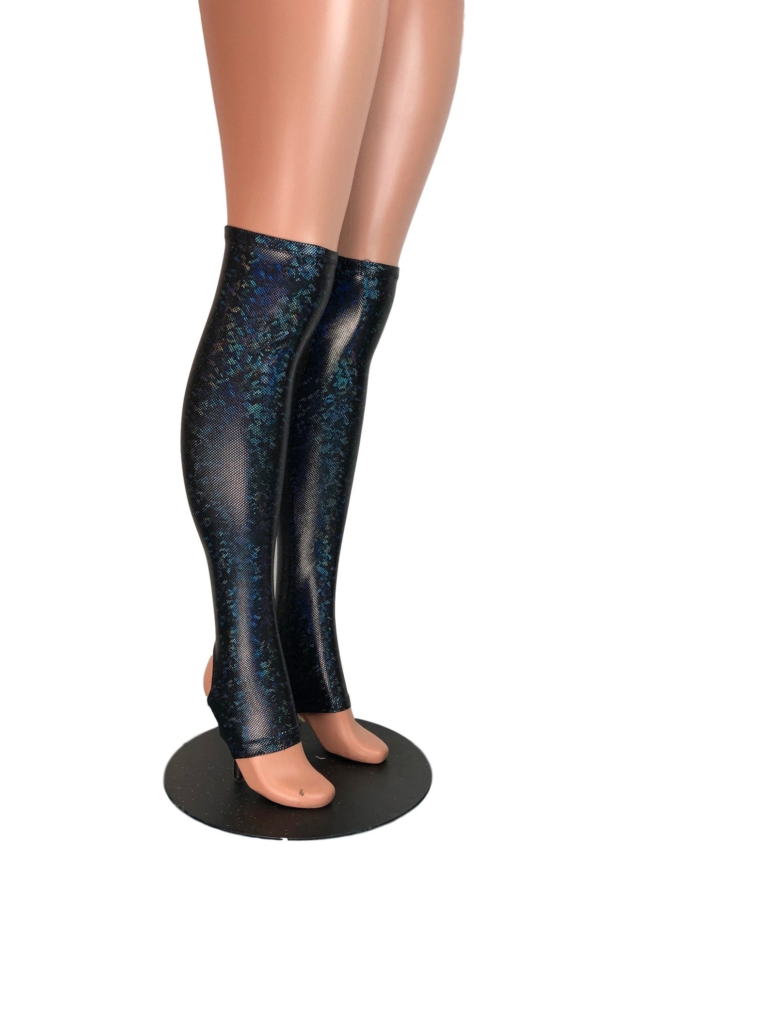 Stirrup Leg Sleeves - Black Holographic Shattered Glass, Calf Sleeves ...