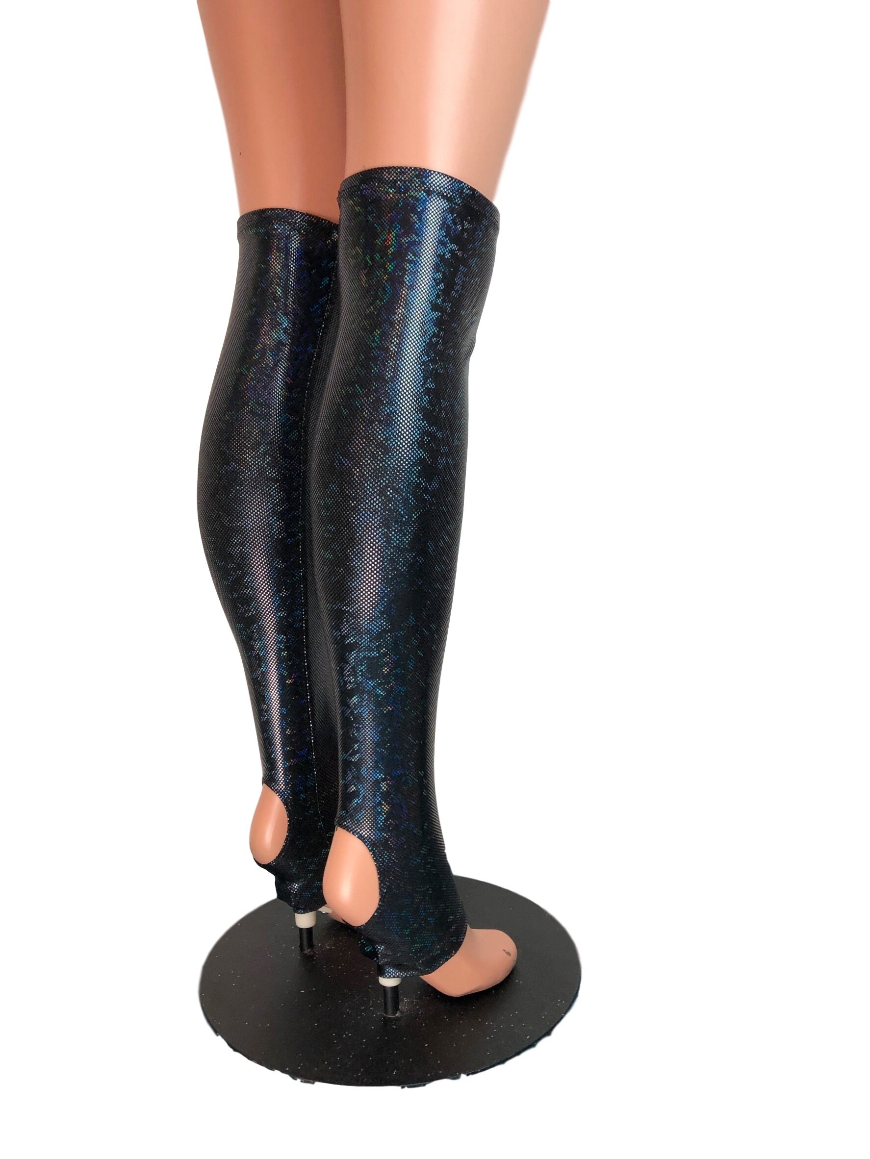 Stirrup Leg Sleeves - Black Holographic Shattered Glass, Calf Sleeves ...