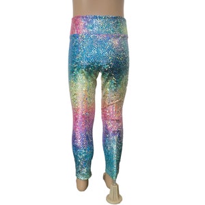 Children's Holograph Rainbow Leggings, Girls Sparkle Pants, Child ...