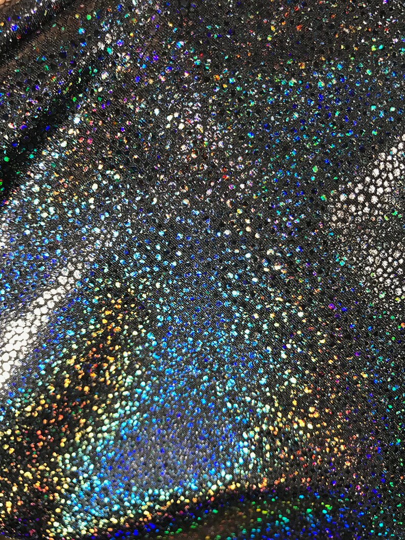 Black Holographic Nylon Spandex Fabric By-the-yard Holo | Etsy