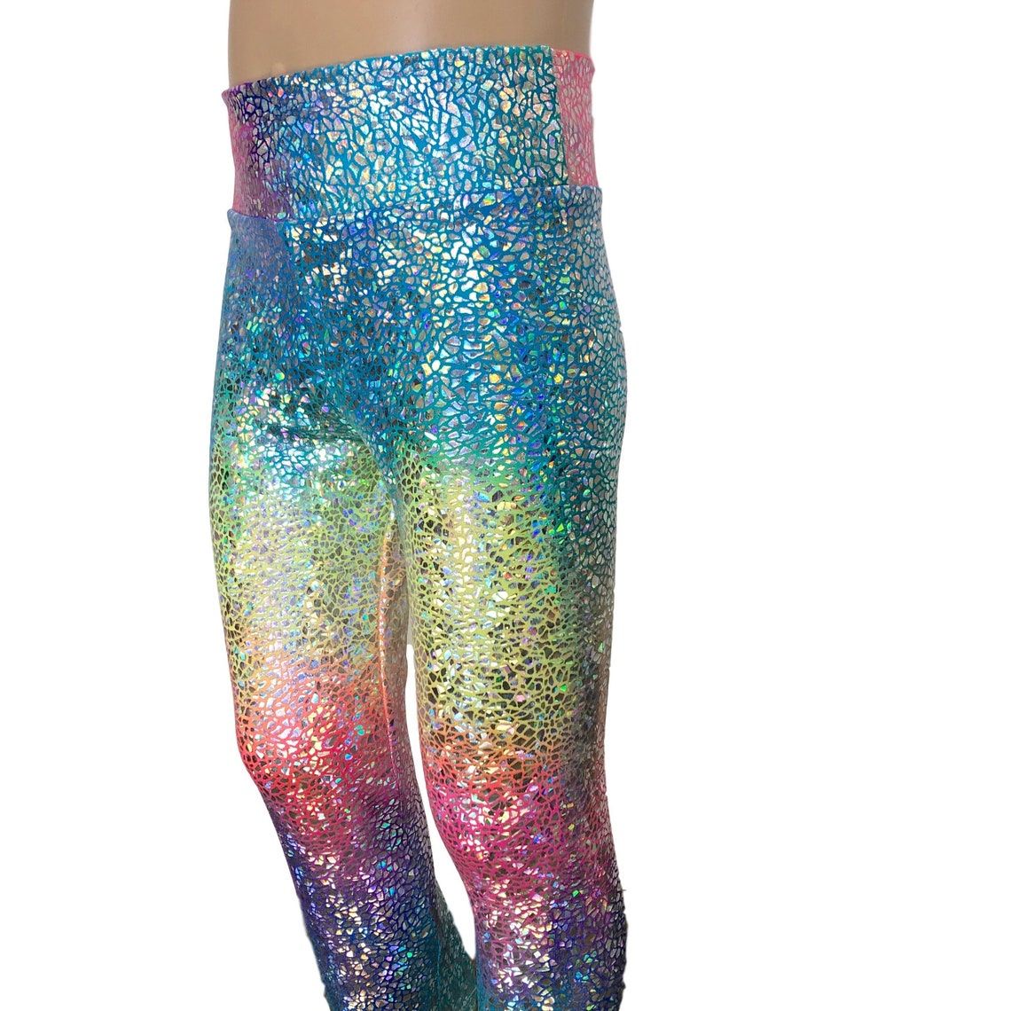 Children's Holograph Rainbow Leggings Girls Sparkle | Etsy