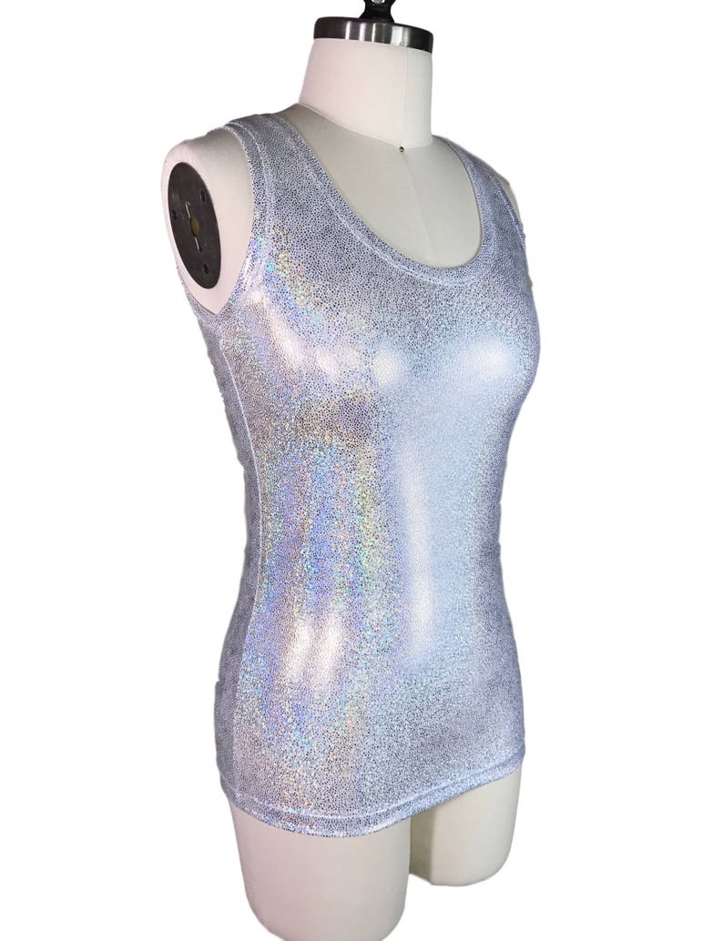 Silver Holographic Tank Top Bodycon Clubwear Rave Wear - Etsy