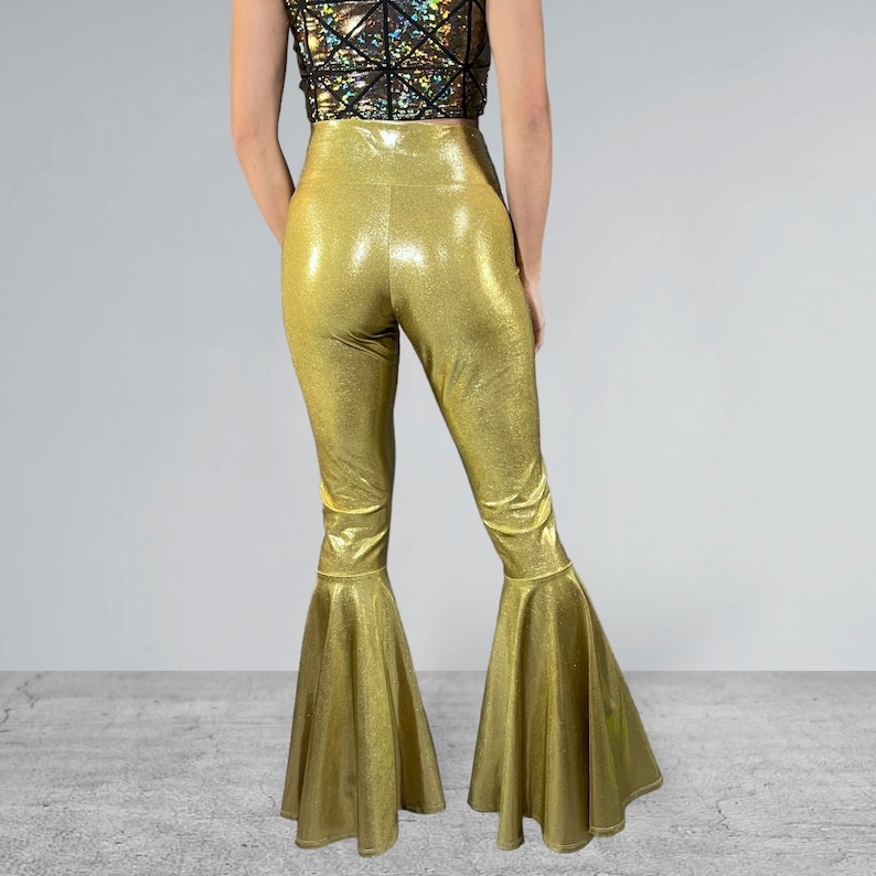 Gold Bell Bottoms | High Waist Flares in Gold Metallic | Disco Pants ...