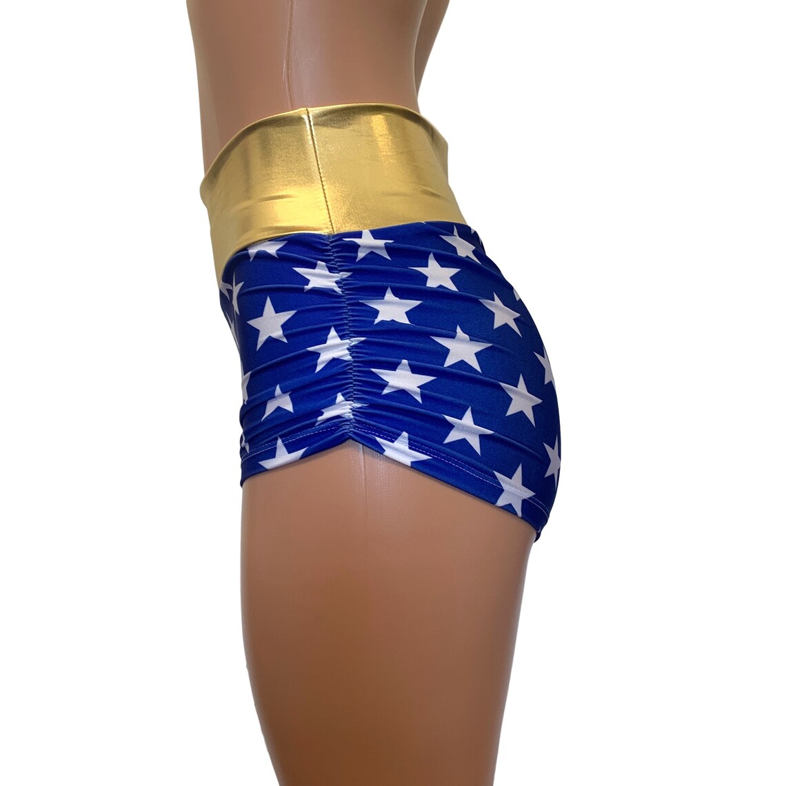 Ruched Booty Shorts Superhero Blue Stars CHOOSE Your RISE - Etsy