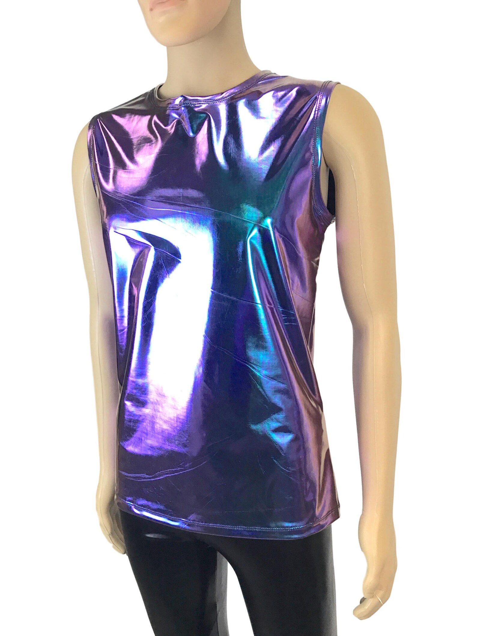 Men's Holographic Oil Slick Tank, Men's Holo Muscle Shirt, Rave ...