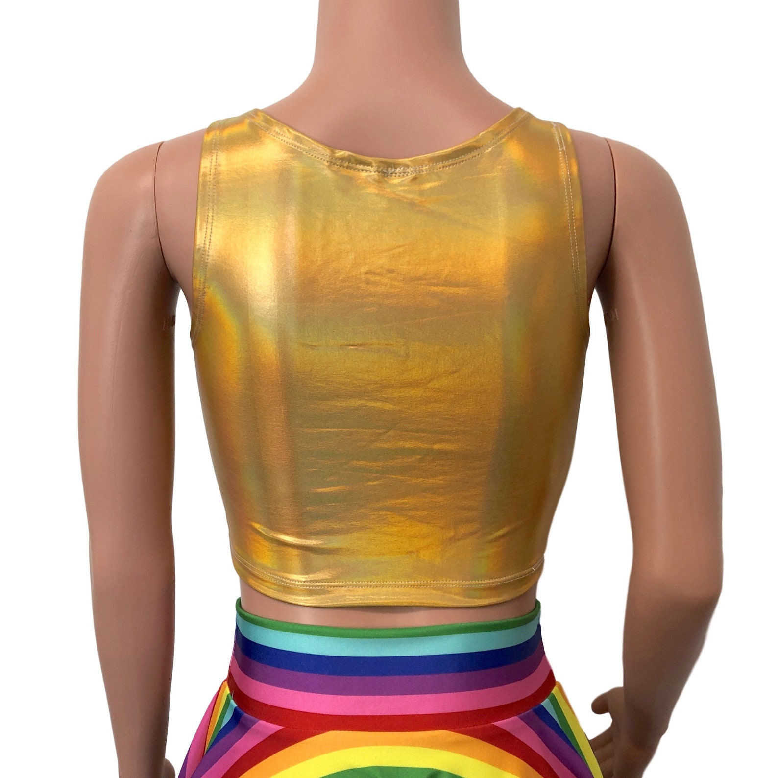 Crop Top Tank gold Opal Holographic Rave Top Festival | Etsy
