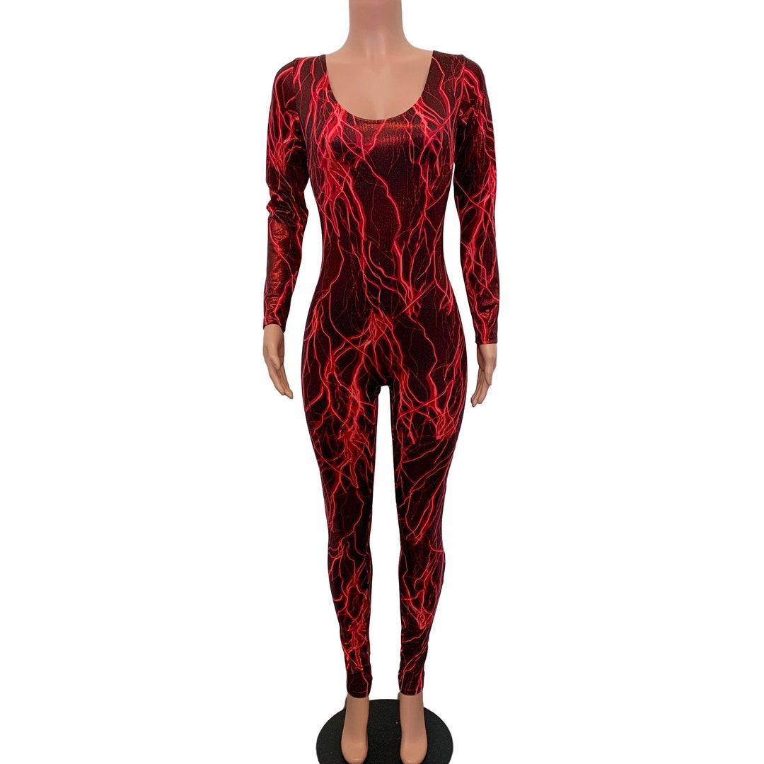 Catsuit in Red Lightning Metallic | Rave Outfit, Aerial Fitness ...