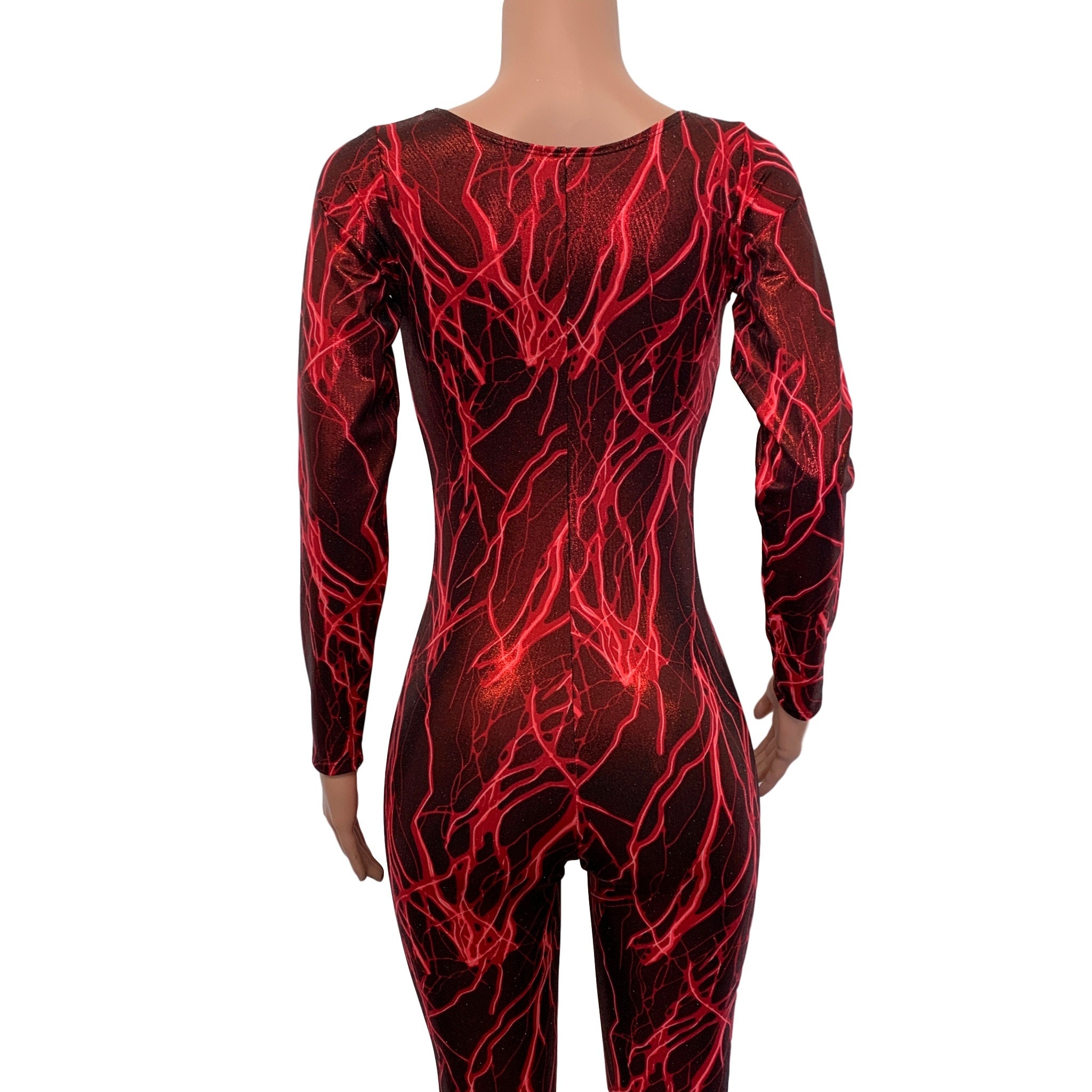 Catsuit in Red Lightning Metallic | Rave Outfit, Aerial Fitness ...