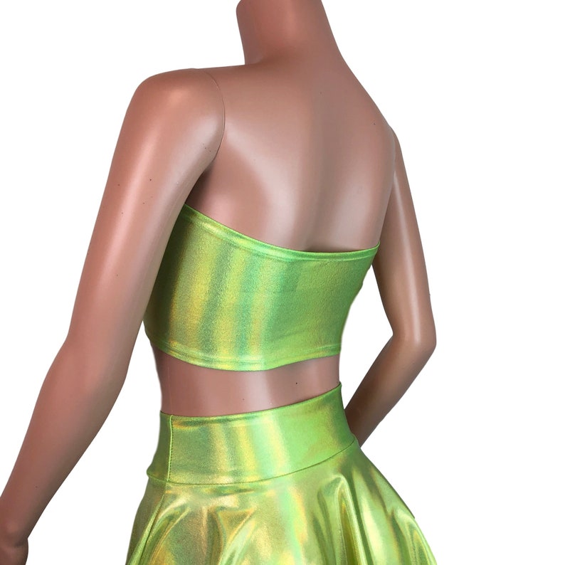 Lime Green Mystique Holographic Tube Top - Bodycon Clubwear, Rave Wear ...