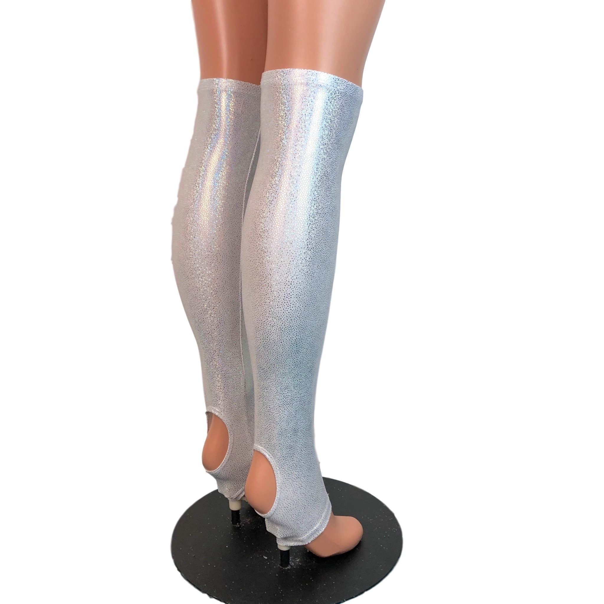 Silver Holographic Stirrup Leg Sleeves, Calf Sleeves, Leg Warmers, Knee ...