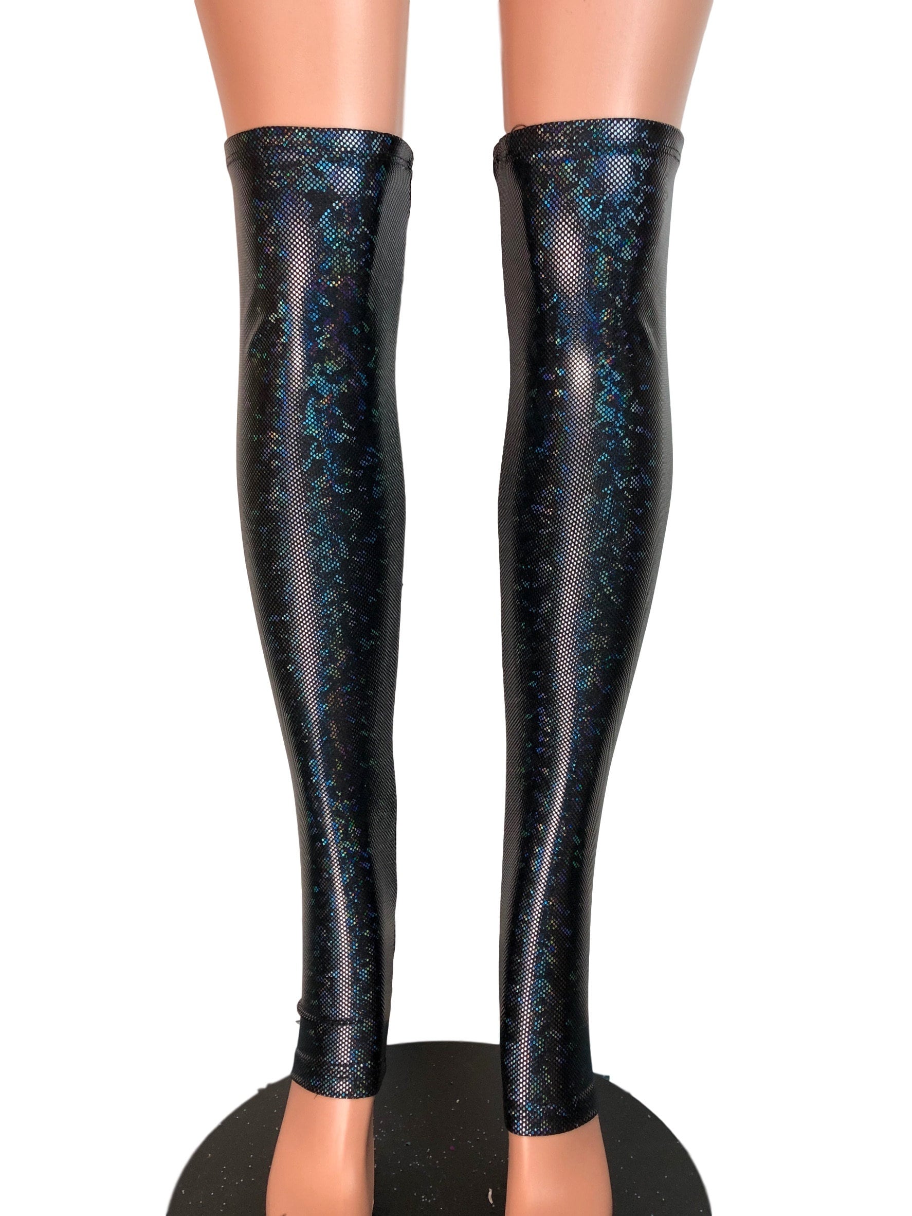 Stirrup Leg Sleeves - Black Holographic Shattered Glass, Calf Sleeves ...