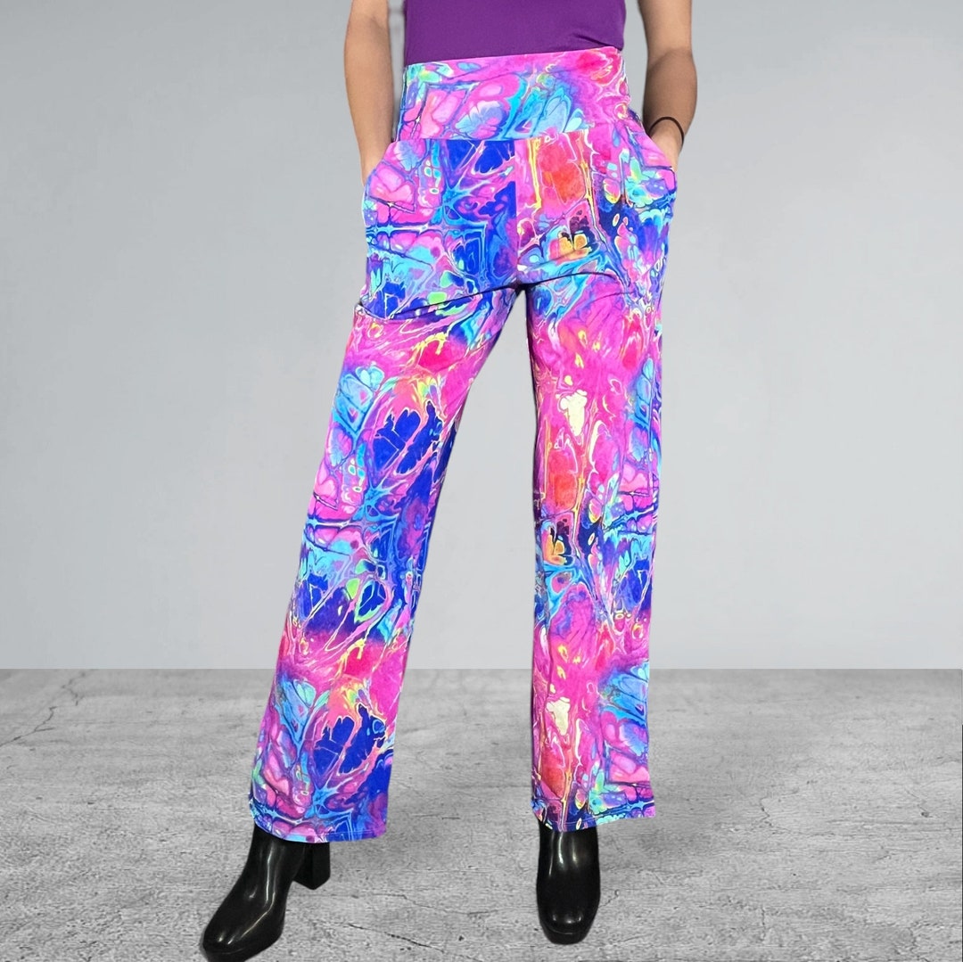Rainbow Vapor Wide Straight Leg Pants - Optional Pockets - Relaxed Fit ...