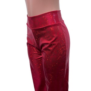 Red Shattered Glass Holographic Straight Leg Pants - Optional Pockets ...