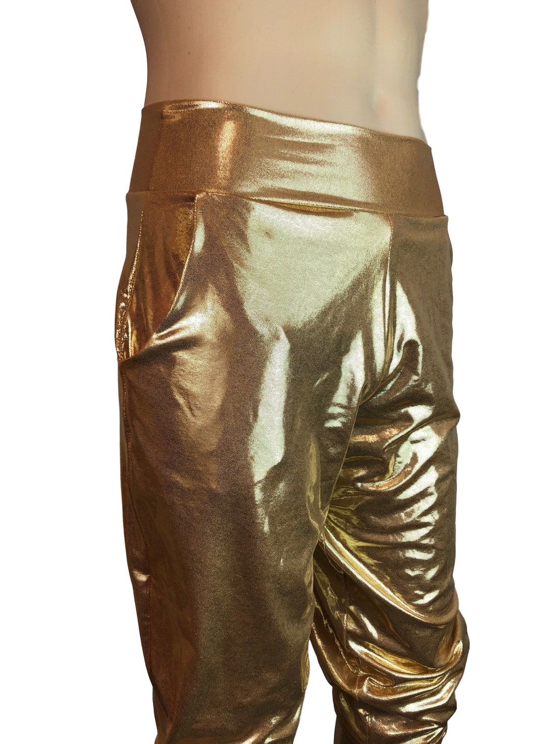 Men's Gold Mystique Metallic Joggers W/ Pockets - Jogger Pants - Rave ...