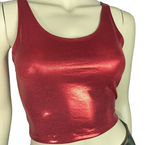Red Mystique Metallic Crop Top Tank - Bodycon Clubwear, Rave Wear ...
