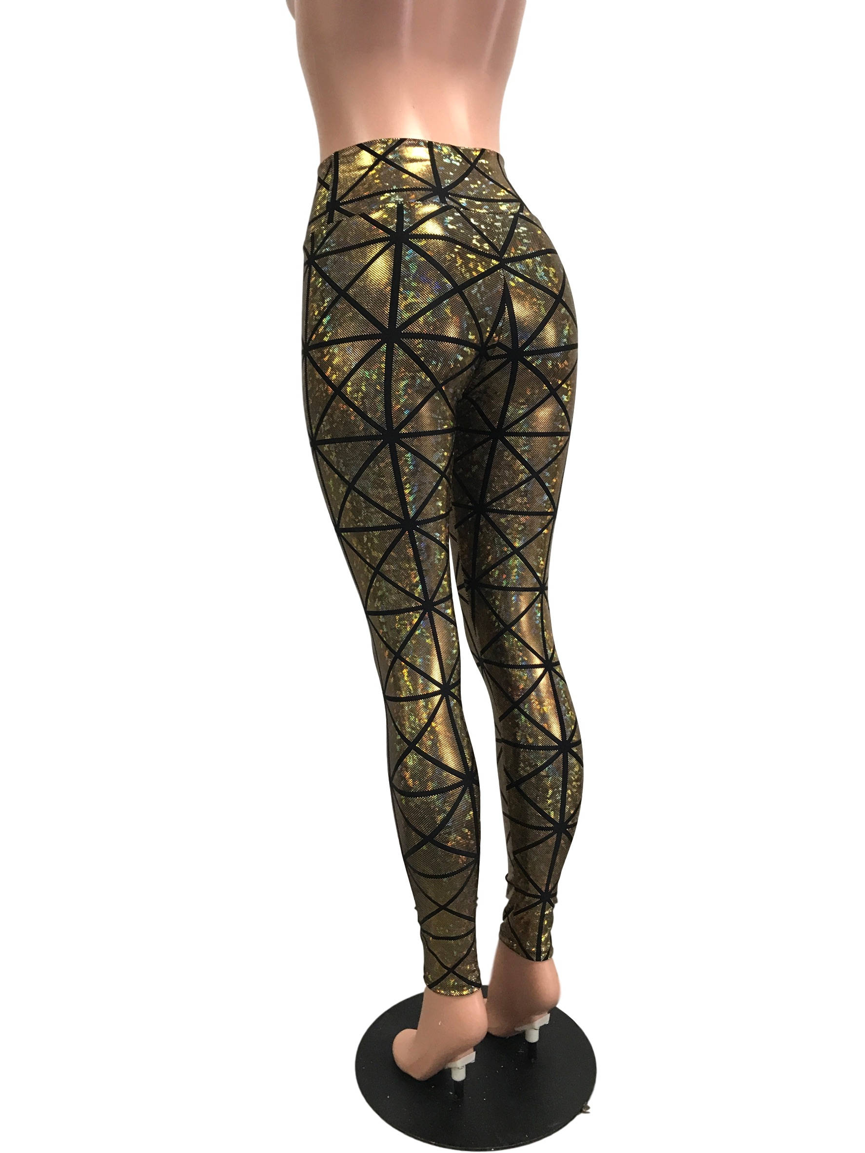 Gold Window Pane Shattered Glass Holographic Leggings Pants | Etsy
