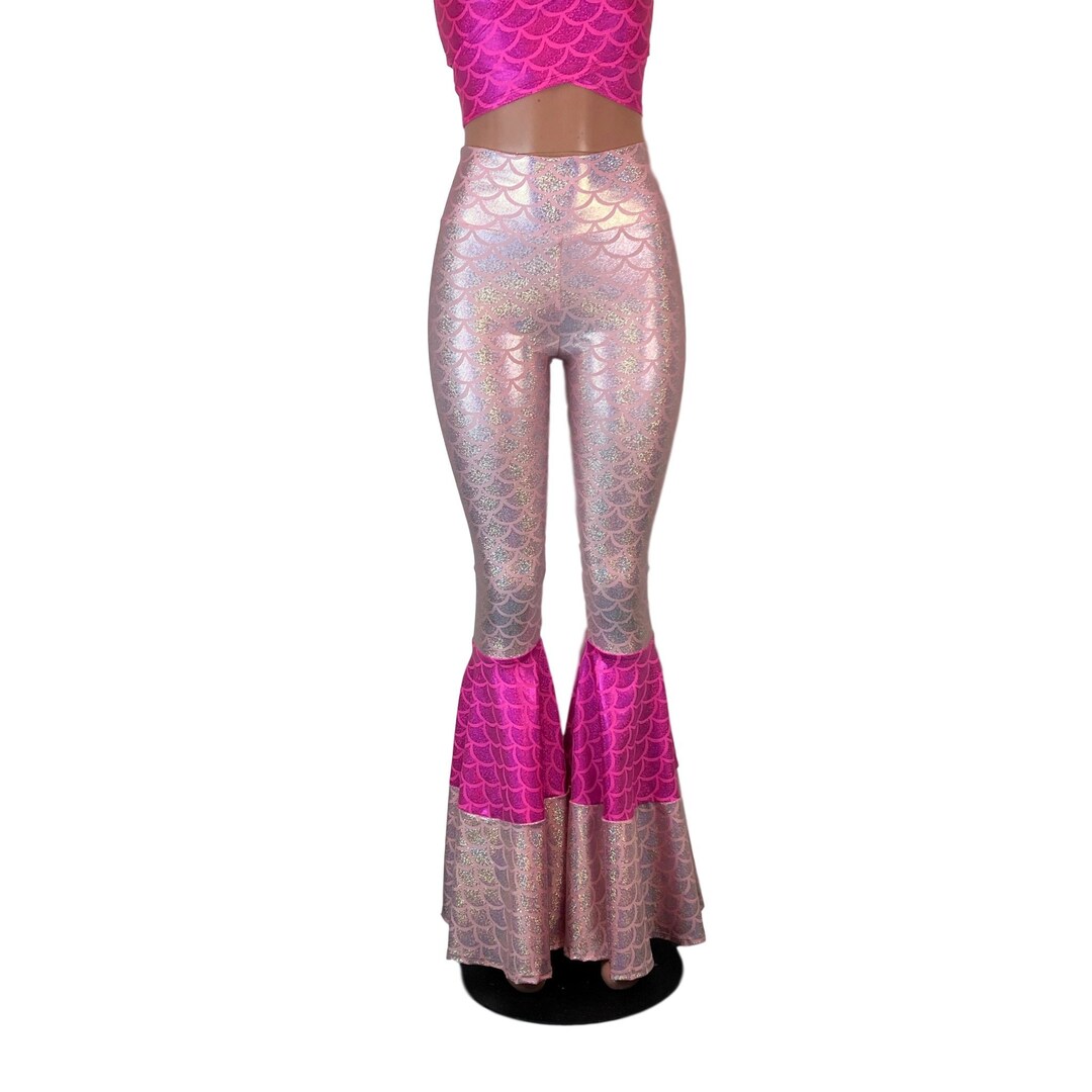 Mermaid Bell Bottom Pants - Tiered Flares - *pink Mermaid Costume ...