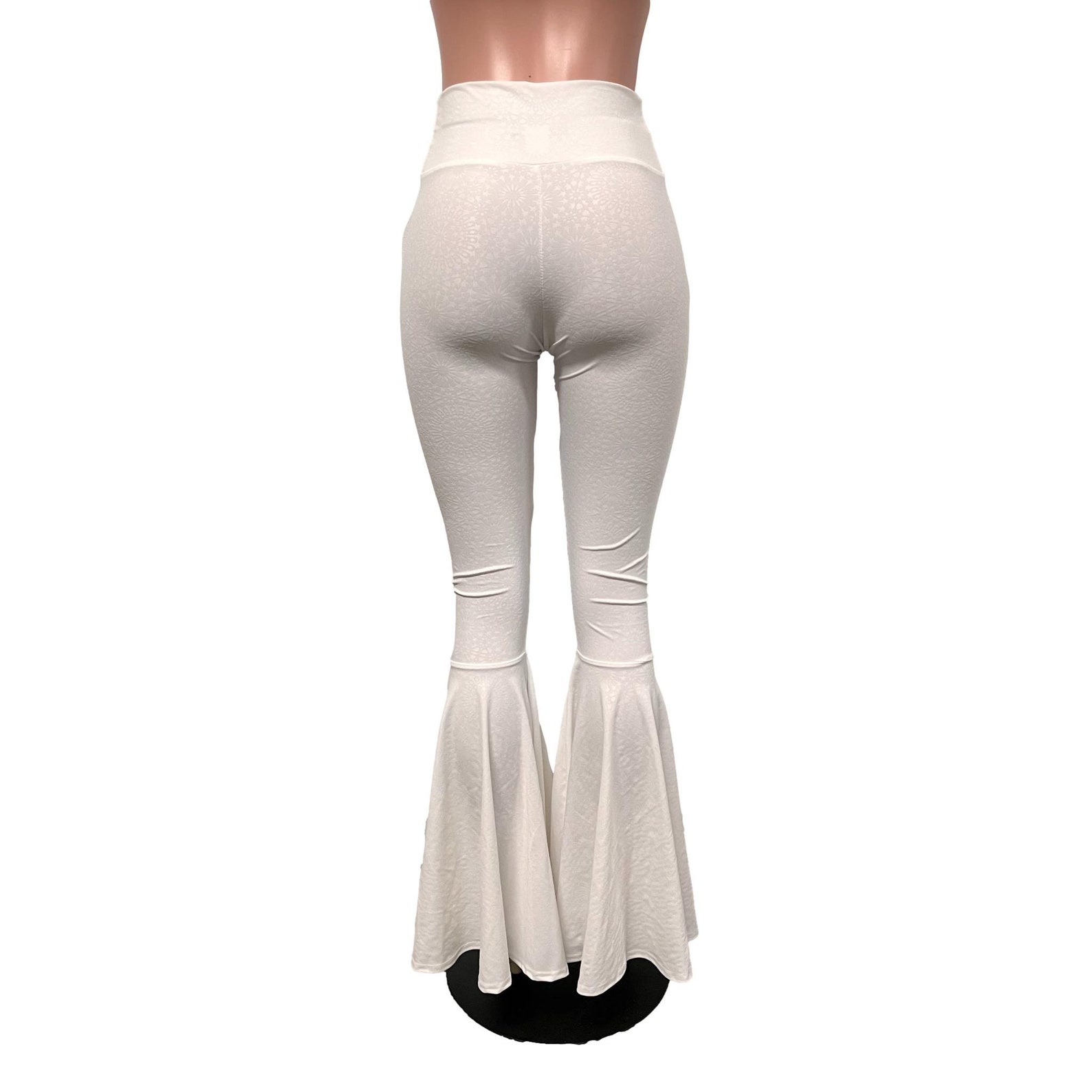 White Embossed Bell Bottoms Flare Pants Choose Your Rise - Etsy