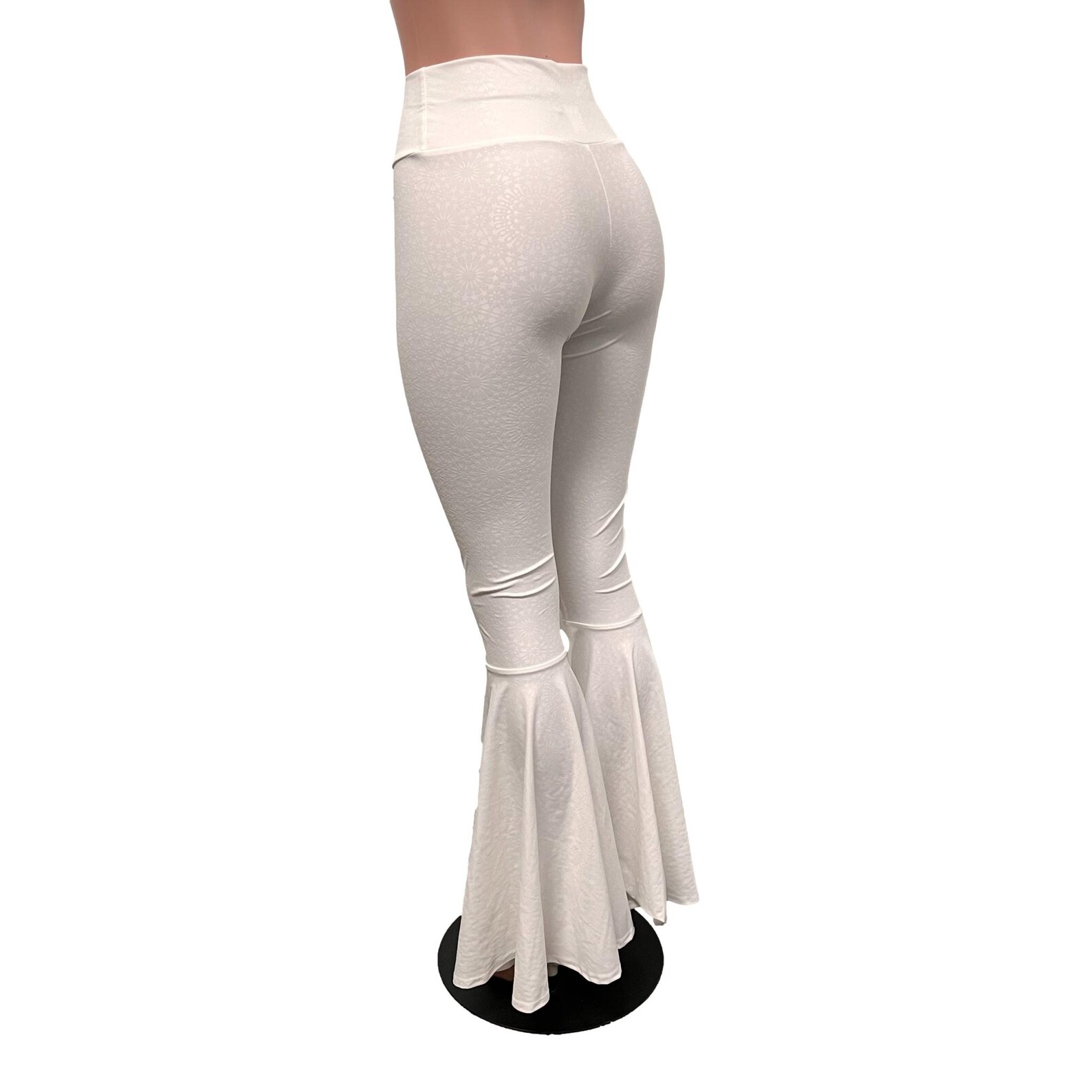 White Embossed Bell Bottoms Flare Pants Choose Your Rise - Etsy