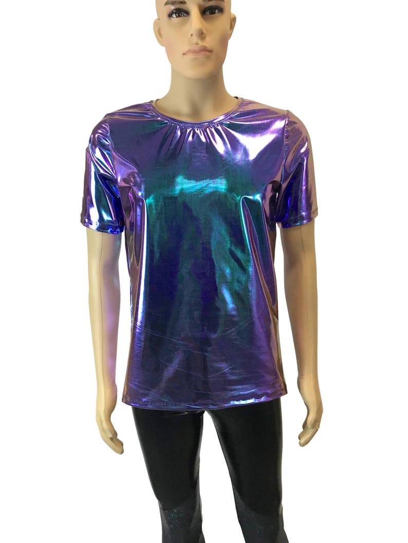 Men's Holographic Oil Slick Tee or T-shirt, Men's Holo Top, Rave ...