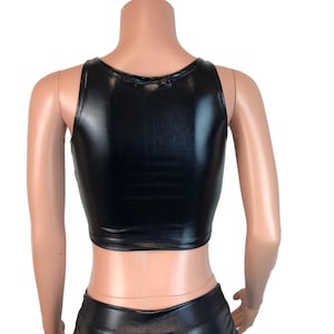 Black Metallic Mesh Inset Crop Top Tank - Rave Clothing, Festival ...