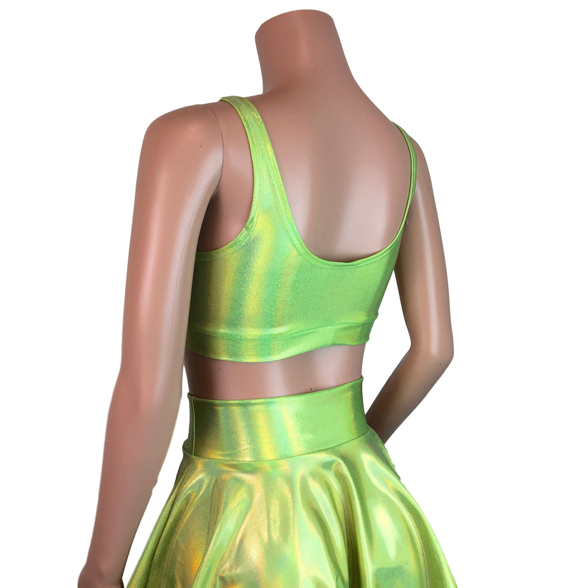 Lime Green Holographic Bralette - Rave Wear, Activewear, Running, Yoga ...