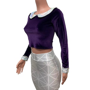 Purple Velvet Collared Crop Top - Bodycon Clubwear, Rave Wear, Boho - Etsy