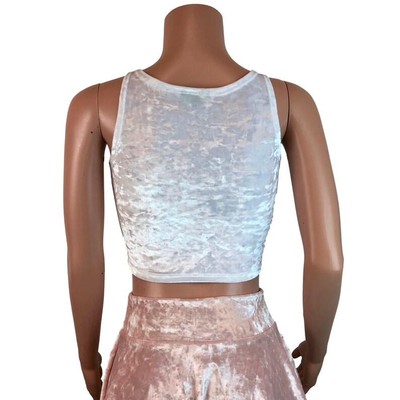 White Crushed Velvet Mesh Inset Crop Top Tank Rave Clothing - Etsy