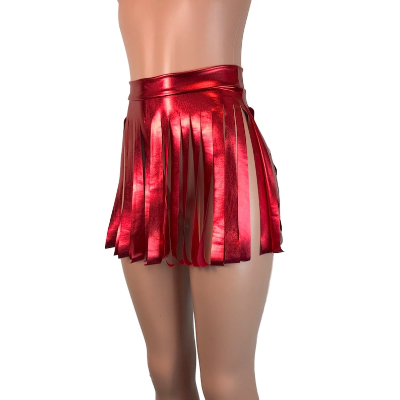 Red Metallic Fringe Skirt Rave Clothing Performance - Etsy