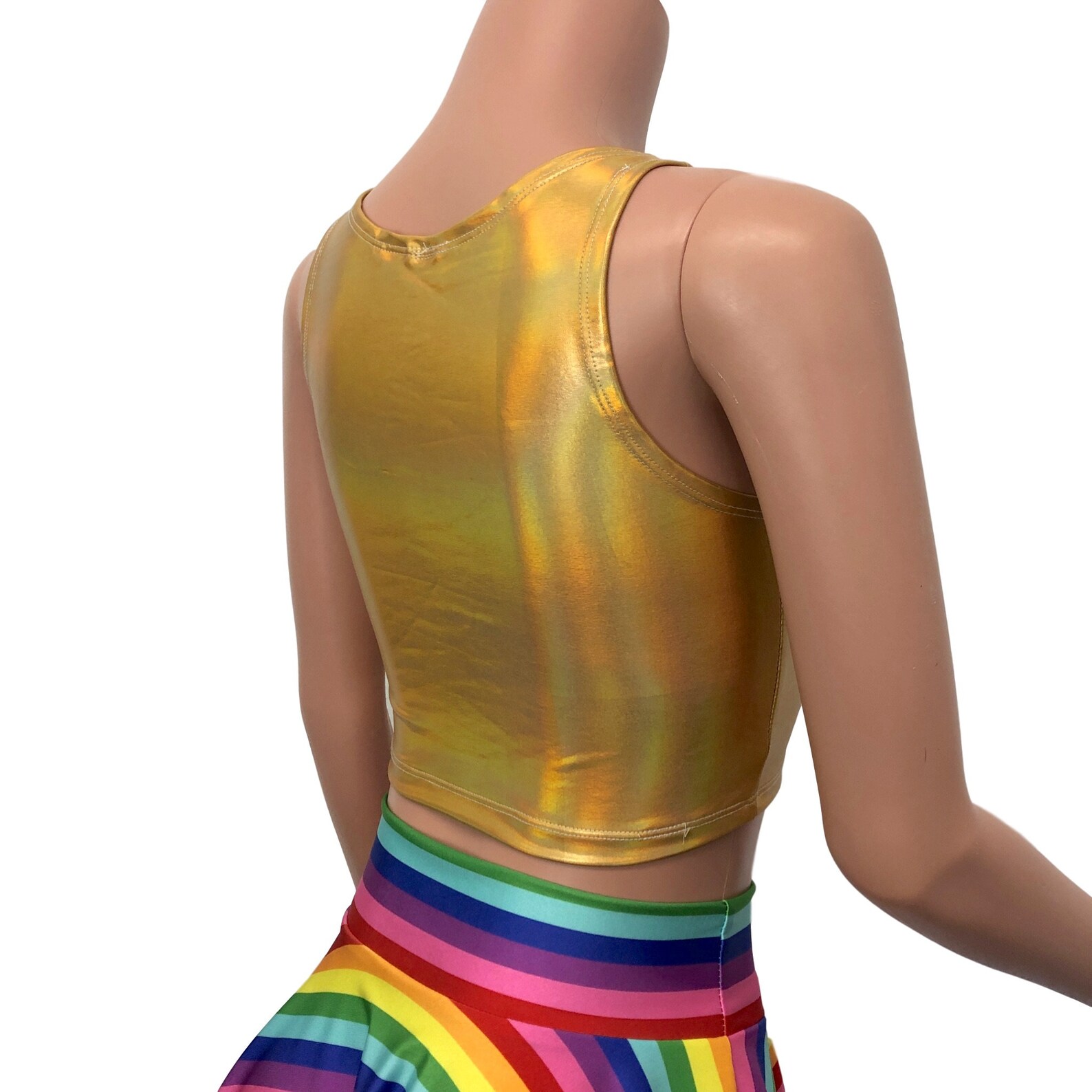 Crop Top Tank gold Opal Holographic Rave Top Festival - Etsy
