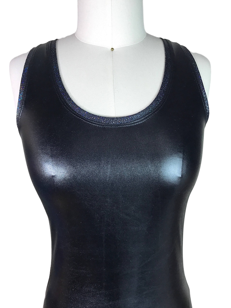 Black leather Metallic Tank Top Bodycon - Etsy