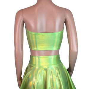 Lime Green Mystique Holographic Tube Top - Bodycon Clubwear, Rave Wear ...