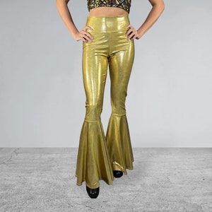 Gold Bell Bottoms | High Waist Flares in Gold Metallic | Disco Pants ...