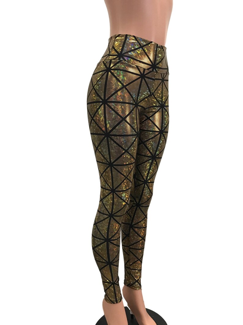 Gold Window Pane Shattered Glass Holographic Leggings Pants - Etsy