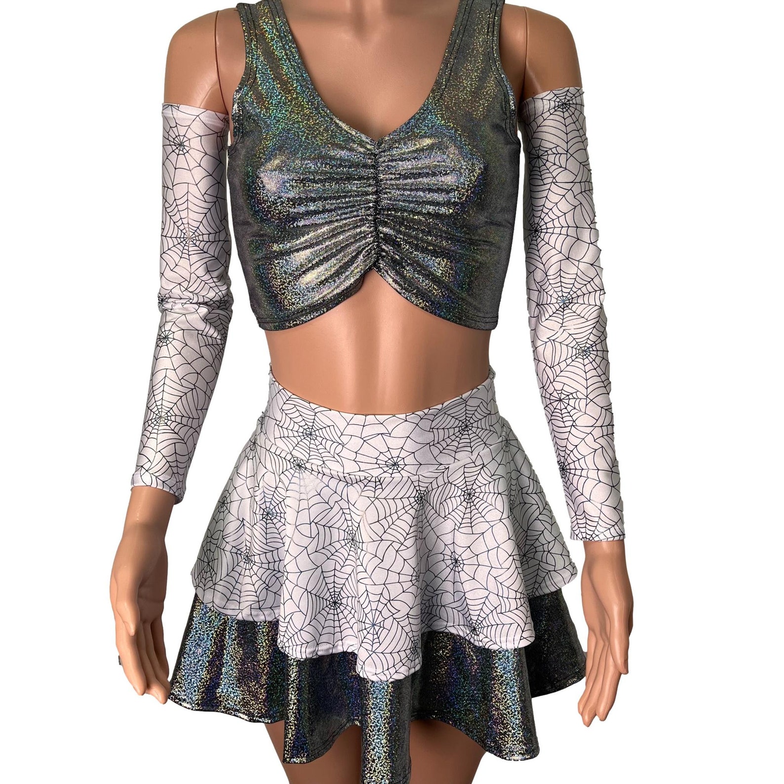 Holographic Spider Web on White Adult Arm Sleeves - Running Sleeves - Etsy