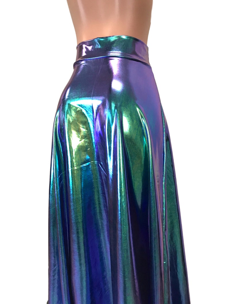 Oil Slick Holographic High Waisted Maxi Skirt - Clubwear, Rave Wear ...