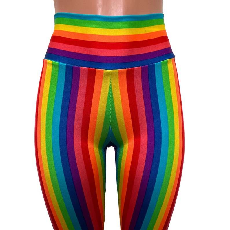 High Waist Bell Bottoms -rainbow Stripe | Flare Pants, LGBTQ Pride Rave ...