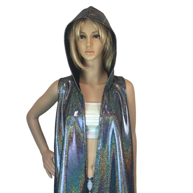 Hooded Sleeveless Rave Kimono Robe gleaming Silver | Etsy