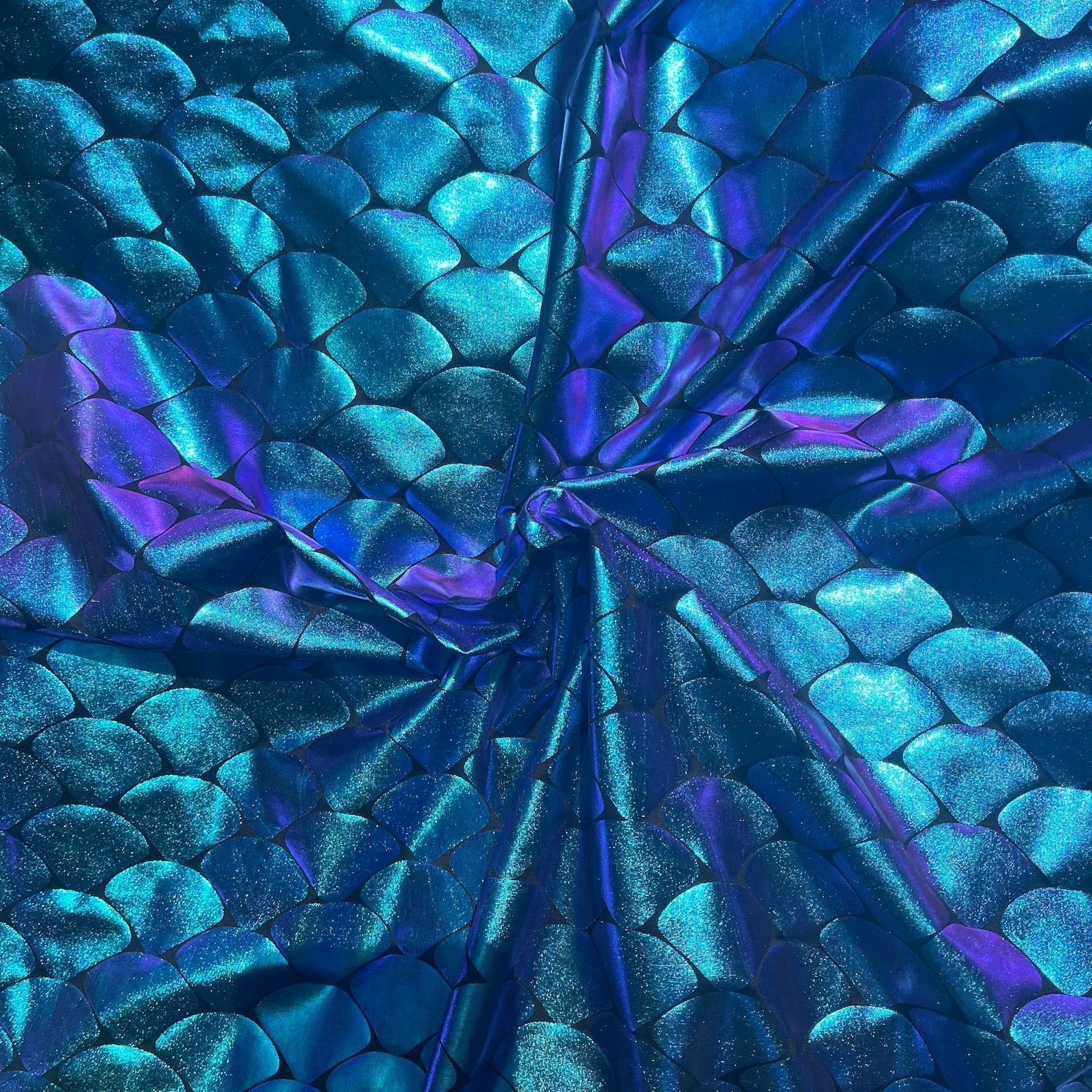 Holographic Mermaid Scales Poly Spandex Stretch Fabric By-the-yard ...