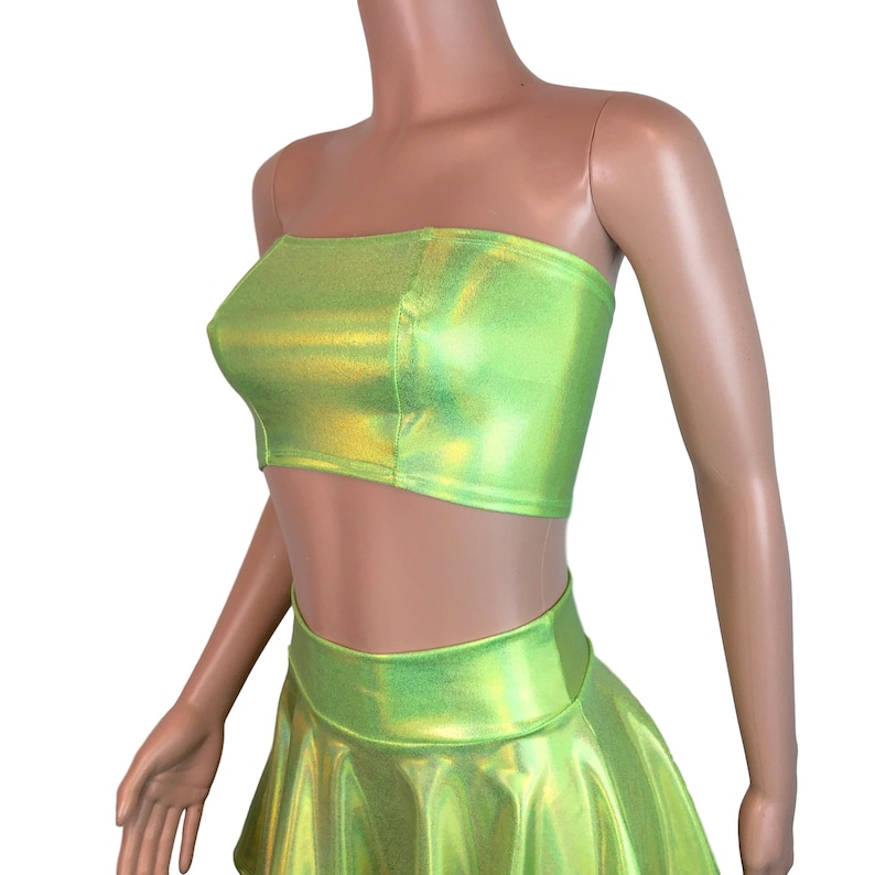 Lime Green Mystique Holographic Tube Top - Bodycon Clubwear, Rave Wear ...