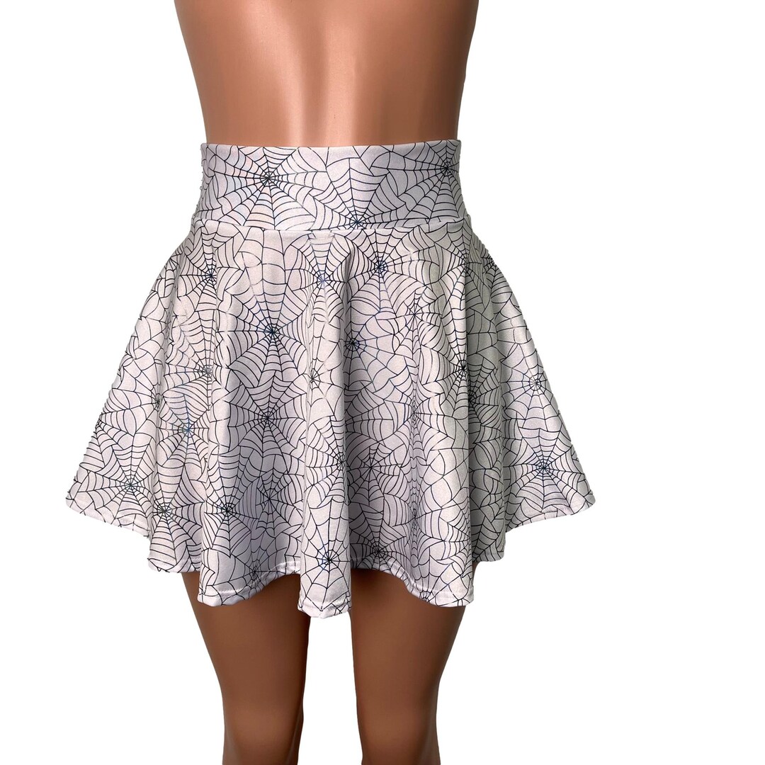 Halloween Skirt in Spider Web Holographic Spandex - High-waisted Circle ...