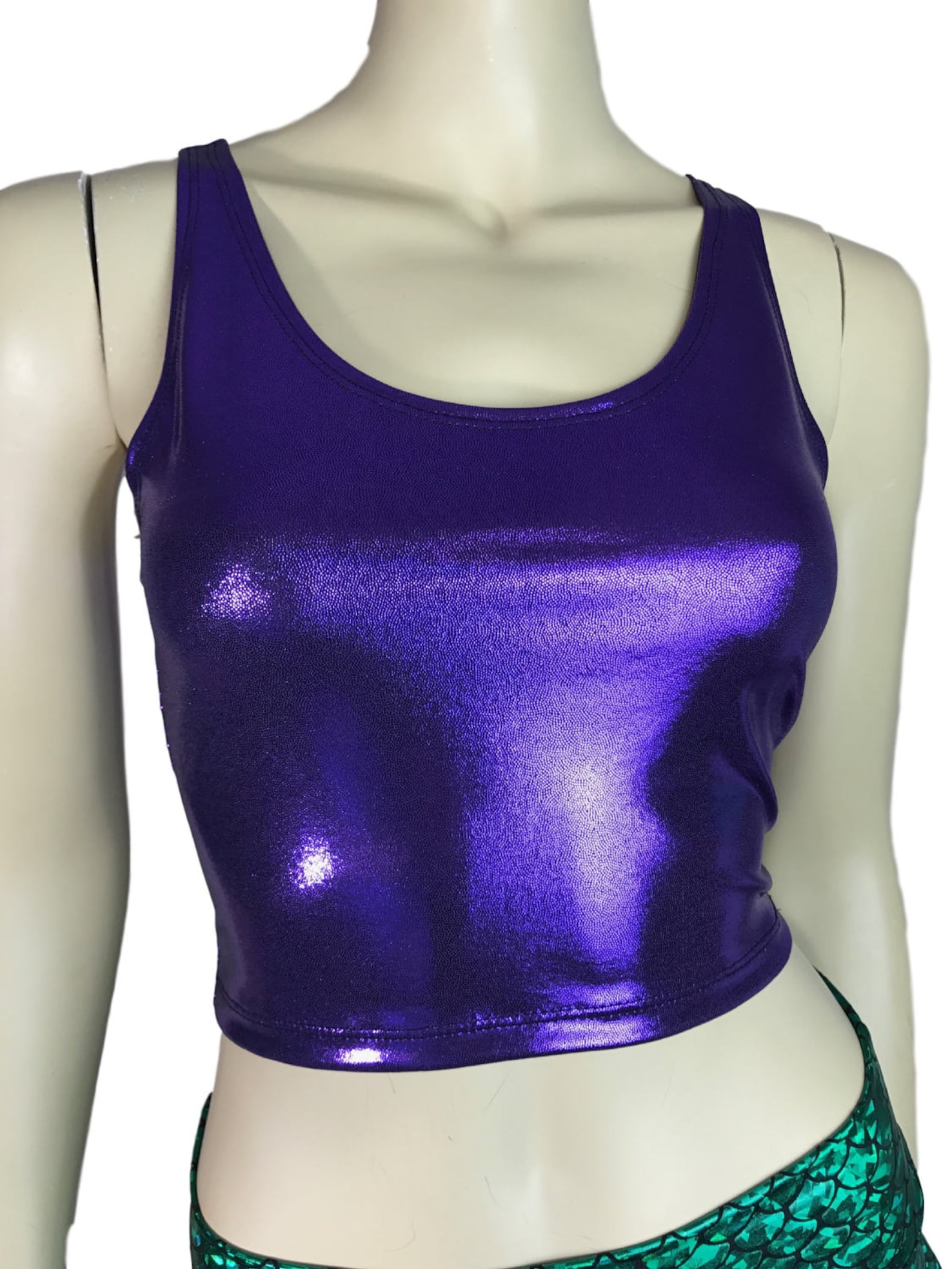 Metallic Purple Crop Top - Bodycon Clubwear, Rave Wear, Activewear ...