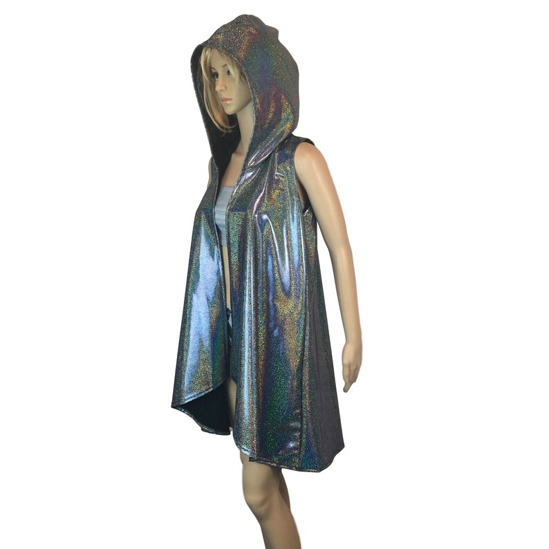 Hooded Sleeveless Rave Kimono Robe gleaming Silver | Etsy
